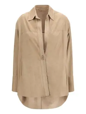 SALVATORE SANTORO Suede Oversized Shirt - Beige
