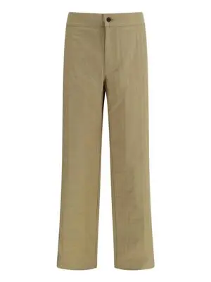 Burberry Textured Check Cotton Straight Leg Trousers - Beige