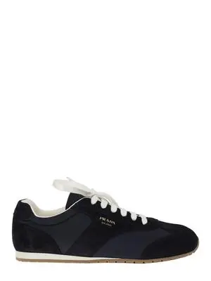 Prada Suede And Fabric Sneakers - Blue