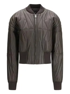 MONCLER + RICK OWENS Geocamo Leather Bomber Jacket - Brown