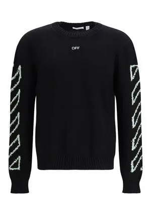 Off-White Diagonal Arrow Fuzzy Sweater - Black