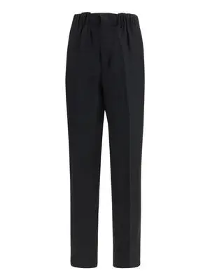 LANEUS Linen And Viscose Wide Leg Pants - Black