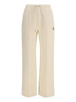 Moncler Cotton Sweatpants With Logo Patch - Cream