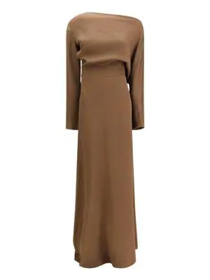 PETAR PETROV Long Sleeve Asymmetrical Dress - Brown