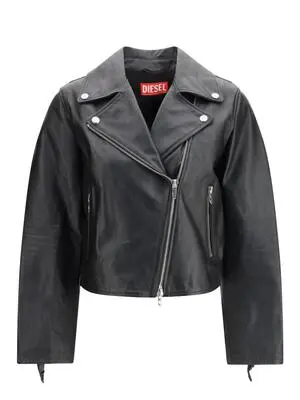 DIESEL® L-unatic Leather Biker Jacket - Black
