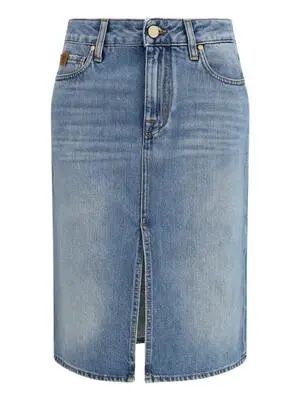 Jacob Cohen Denim Midi Skirt With Five-pocket Design - Blue
