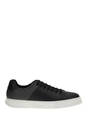 SALVATORE FERRAGAMO FERRAGAMO Leather Sneakers With Monogram Inlay