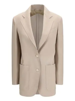 Max Mara Max Mara Single-Breasted Wool-Blend Blazer Beige