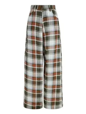 MARBELL Courtney Plaid Linen Pants - Red