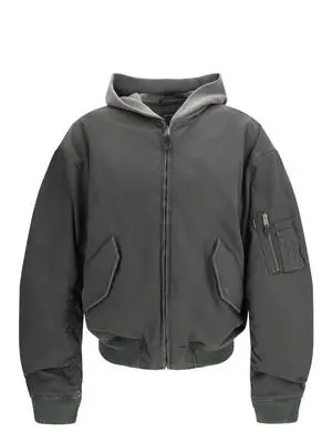 Balenciaga Standard Bomber Jacket With Hood - Grey