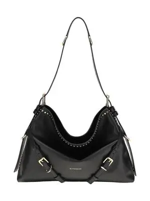 Givenchy Large Voyou Shoulder Bag In Shiny Leather - Black