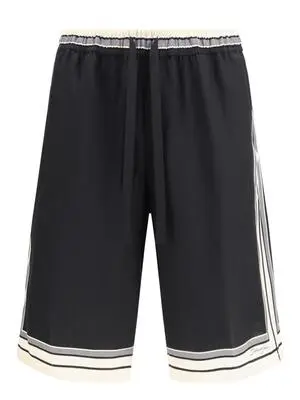 Dolce & Gabbana Striped Trim Drawstring Shorts - Black