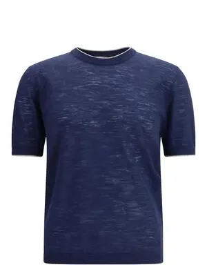 BROOKSFIELD Short-sleeved Linen Blend Shirt - Blue