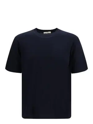 PIACENZA CASHMERE 1733 Short-sleeve Crewneck Sweater - Blue