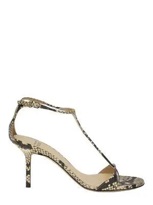 FRANCESCO RUSSO Python-print Leather Stiletto Sandals - Multicolour