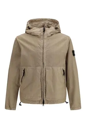 Stone Island 4100053 Jacket In Organic-look Panama-tc Nylon - Brown