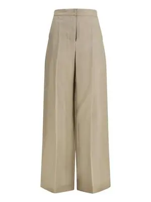 PIANOFORTE- MAX MARA Pianoforte Max Mara Silk Wide-leg Trousers - Beige