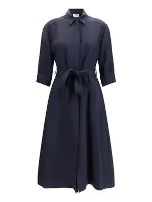 P.a.r.o.s.h Belted Shirt Dress With 3/4 Sleeves - Blue
