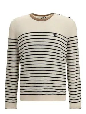 Prada Jacquard Wool And Cotton Blend Striped Sweater - Multicolour