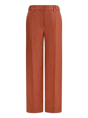Brunello Cucinelli Wide-leg Linen Pants With Elastic Waistband - Red