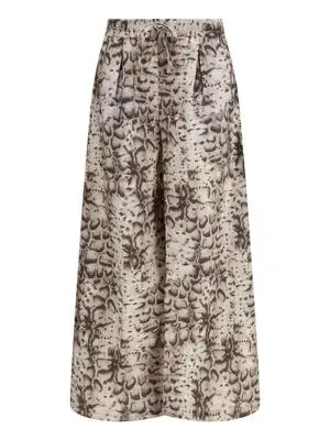 PINKO Pinko Gussola Pants - Wide Leg Animal Print Cotton Poplin