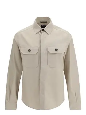 Zegna Linen Wool And Silk Shirt Jacket - Beige