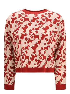 Max Mara Jacquard Viscose Crewneck Sweater - Red