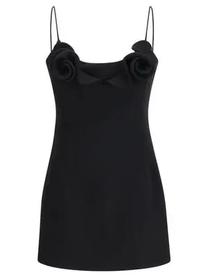 Magda Butrym Short Wool-blend Dress With Ruffled Neckline - Black