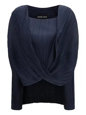 Giorgio Armani Pleated Semi-sheer Blouse - Blue