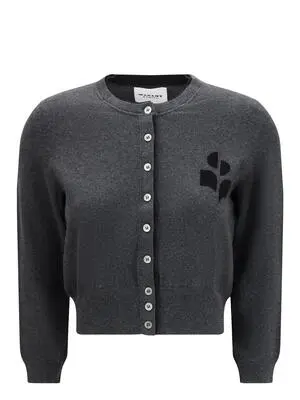 MARANT ETOILE Marant Étoile Lona Cropped Cardigan With Embroidered Logo - Grey