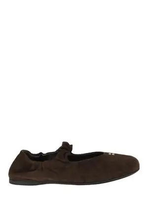 Miu Miu Suede Ballerinas With Logo Detailing - Brown