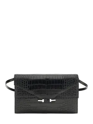 TOM FORD Crocodile Print Shoulder Bag - Black