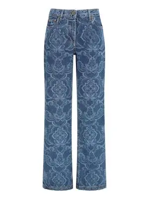 Etro Ornamental Jacquard Denim Jeans - Blue