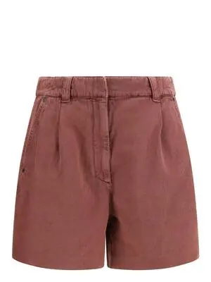 Brunello Cucinelli Linen Relaxed Fit Shorts - Brown
