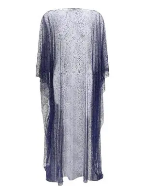 Giorgio Armani Long Tulle Poncho With Crystal Embellishments - Blue