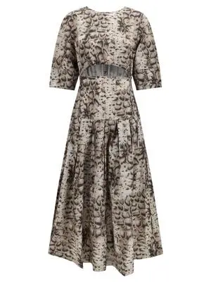 PINKO PINKO Animal Print Cut-Out Dress With Pleated Skirt
