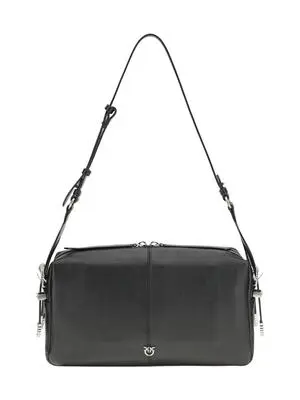 Pinko Keeper Medium Leather Shoulder Bag - Black