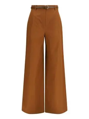Max Mara Farea" Cotton Poplin Belted Trousers - Brown