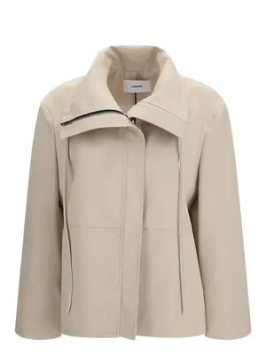 LARDINI High-collar Zip-up Jacket - Beige