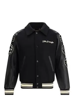 GOLDEN GOOSE Wool Bomber Jacket With Leather Sleeves - Black
