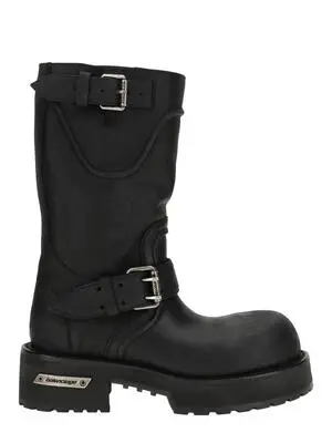 Balenciaga Venom Boots With Belt Detailing And Embossed Logo - Black