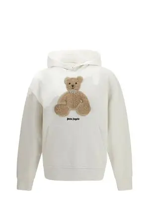 Palm Angels Textured Bear Graphic Hoodie - Cream
