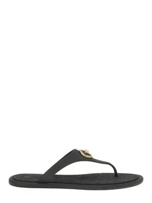 Versace Rubber Thong Sandals With Medusa Appliqu - Black