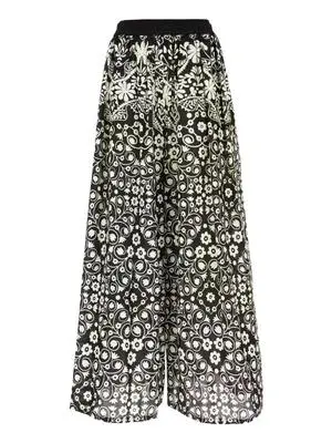 Max Mara Floral Print Palazzo Pants - Black
