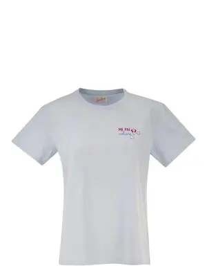 MC2 SAINT BARTH Embroidered Cotton T-shirt - Blue