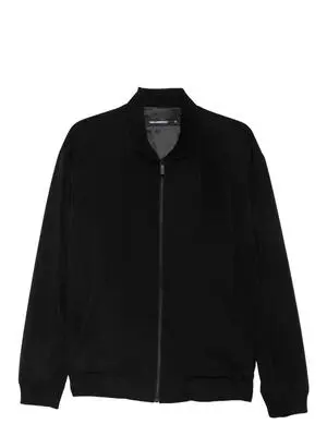 Karl Lagerfeld Ribbed-trim Zip-up Jacket - Black