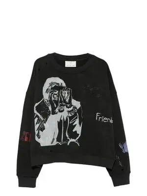 SONG FOR THE MUTE Graphic Print Sweatshirt - Black