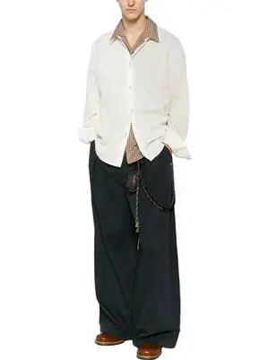 SONG FOR THE MUTE Pleated Trousers With Charm Detail - Blue