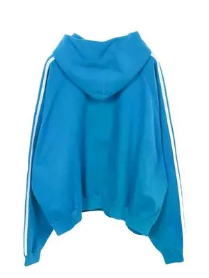 Balenciaga Logo Embroidered Hoodie - Blue