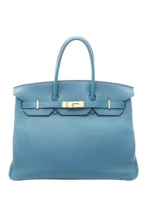 Hermès Birkin 35 Togo Leather Tote Bag - Blue